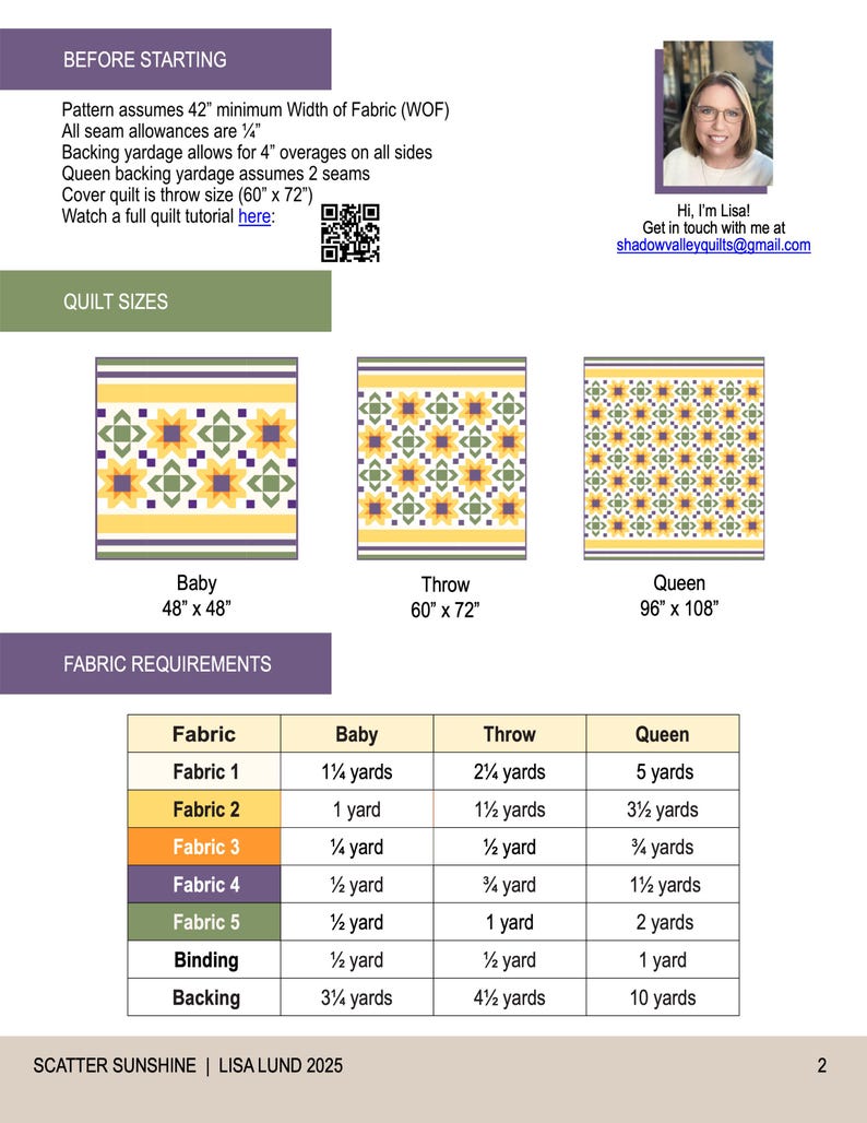 Scatter Sunshine Quilt Pattern (printed Booklet) - Baby, Throw, and ...