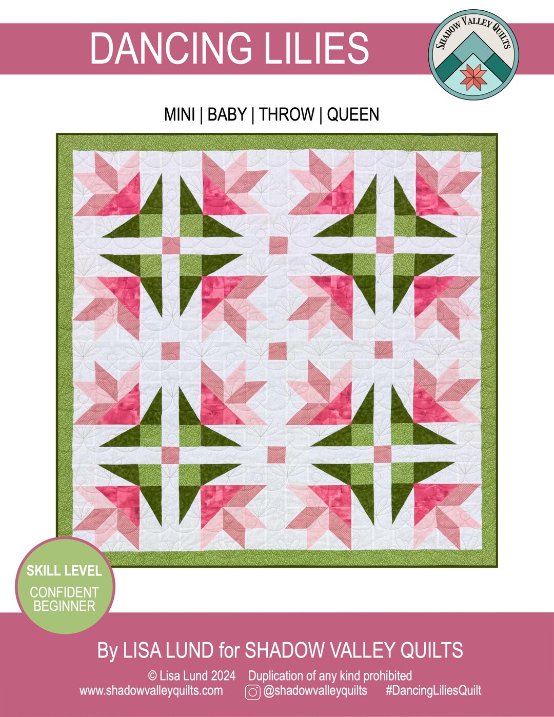 Dancing Lilies Quilt Pattern (paper) - Etsy