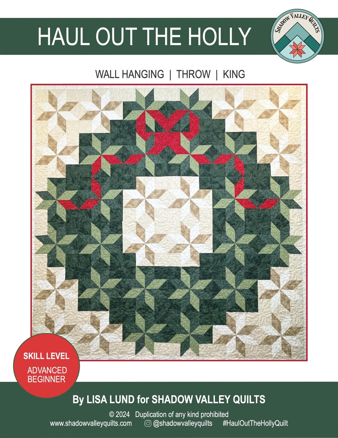 Haul Out the Holly Quilt Pattern (printed Booklet) - Wall Hanging ...