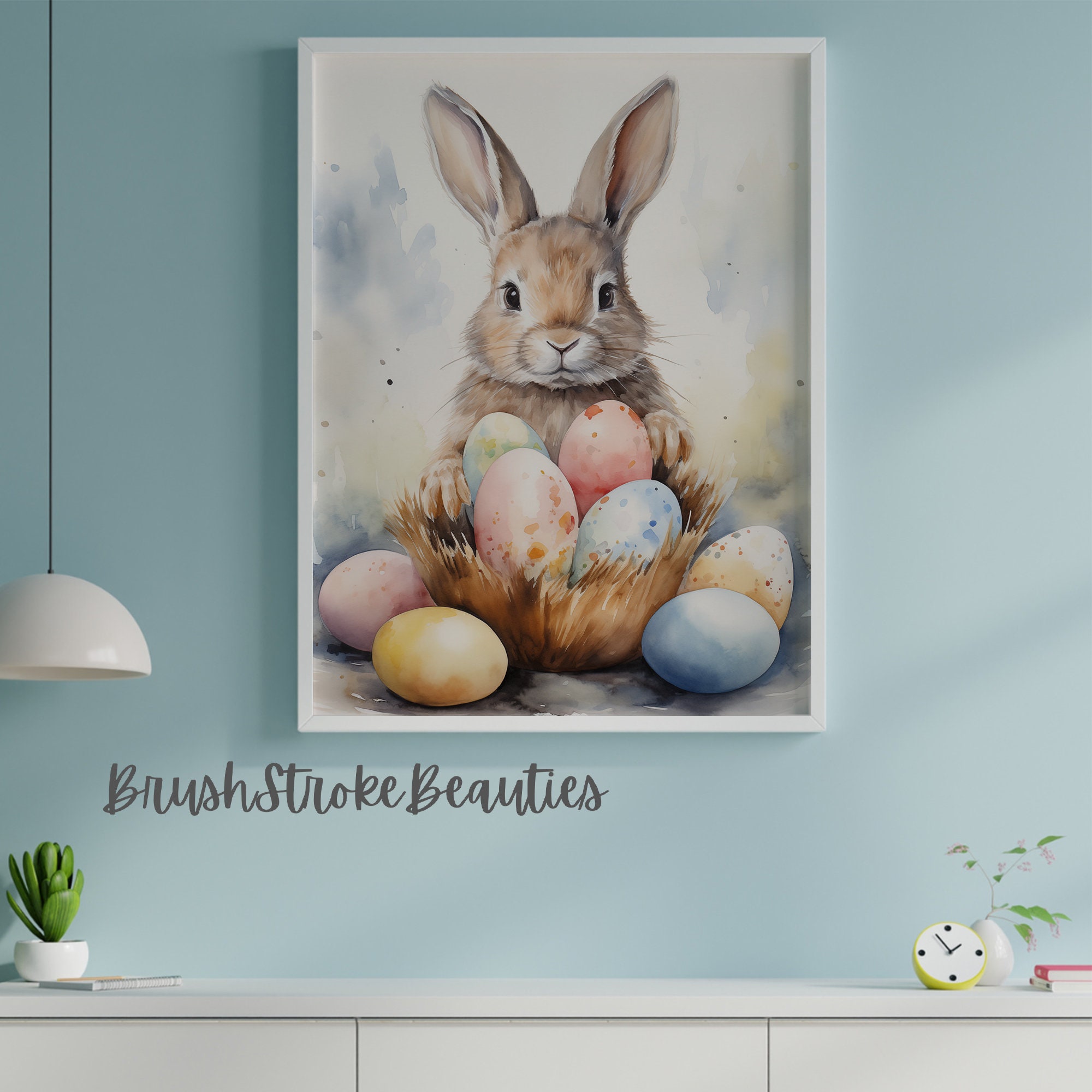 Printable, Iconic Easter Bunny and Eggs, Colorful Easter Eggs, Room ...
