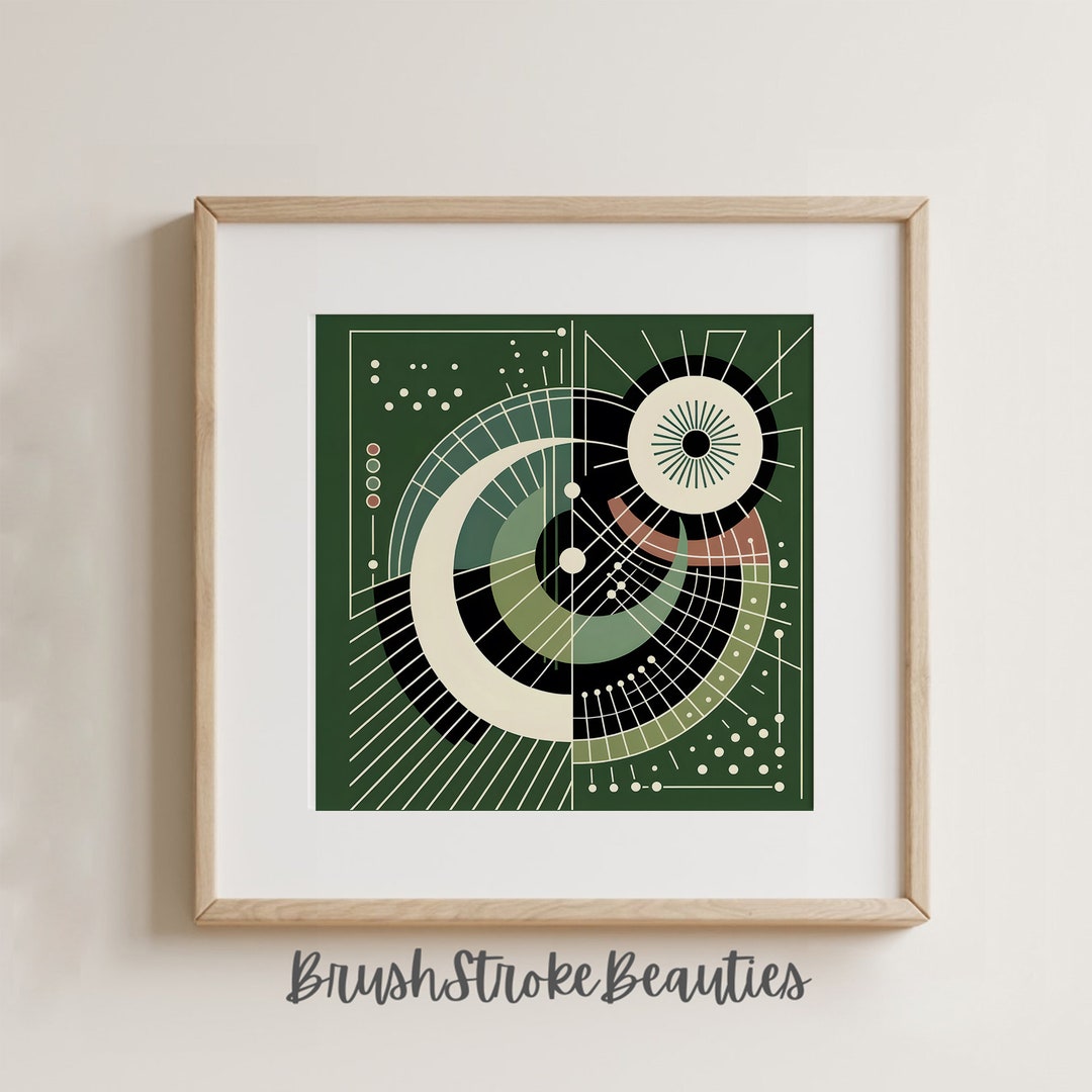 Printable, Geometric Sun and Moon, Abstract Shapes, Abstract Sun and ...