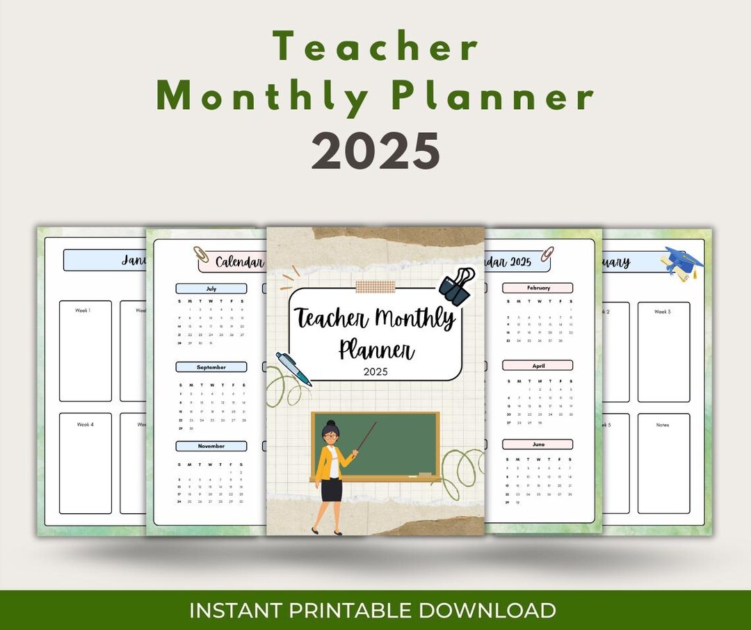Teacher Monthly Planner 2025, Printable Classroom Organizer, Lesson ...