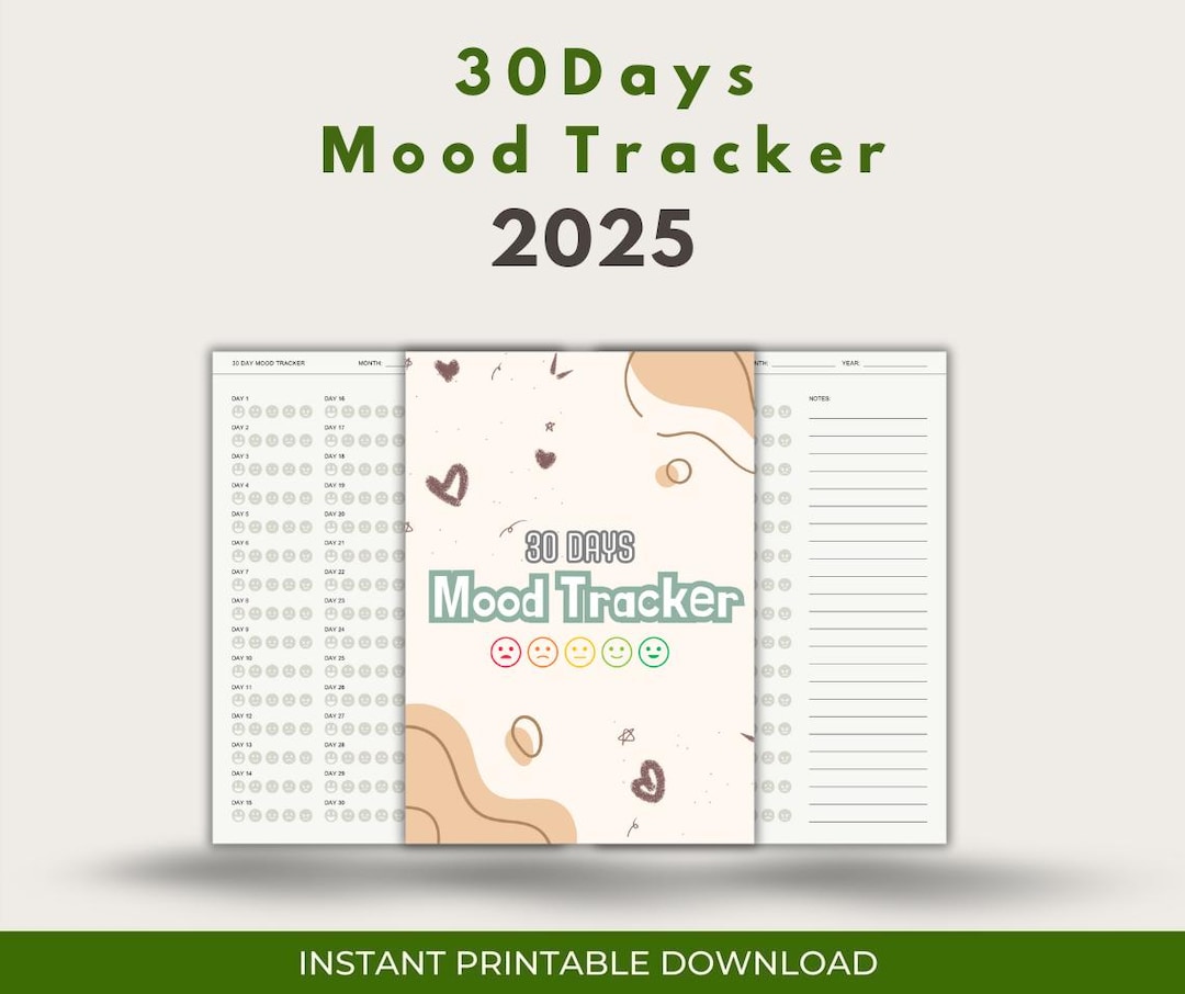 30-day Mood Tracker, Monthly Mood Journal, Self-care Tool - Etsy
