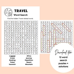 Travel Word Search Puzzles, Printable Games for Kids and Adults - Etsy