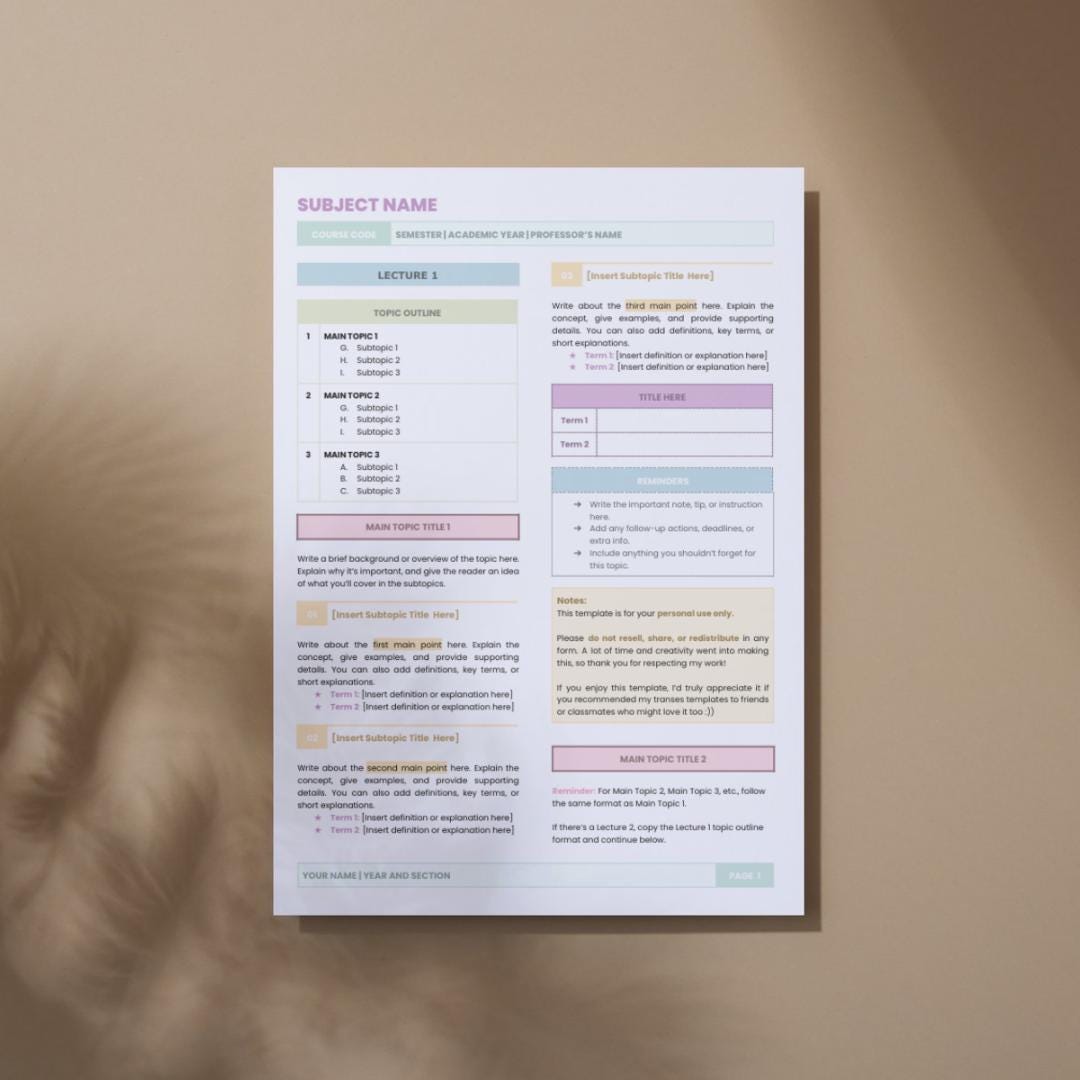 Study Notes Templates Bundle (20 Designs) | Editable Nursing & Student ...