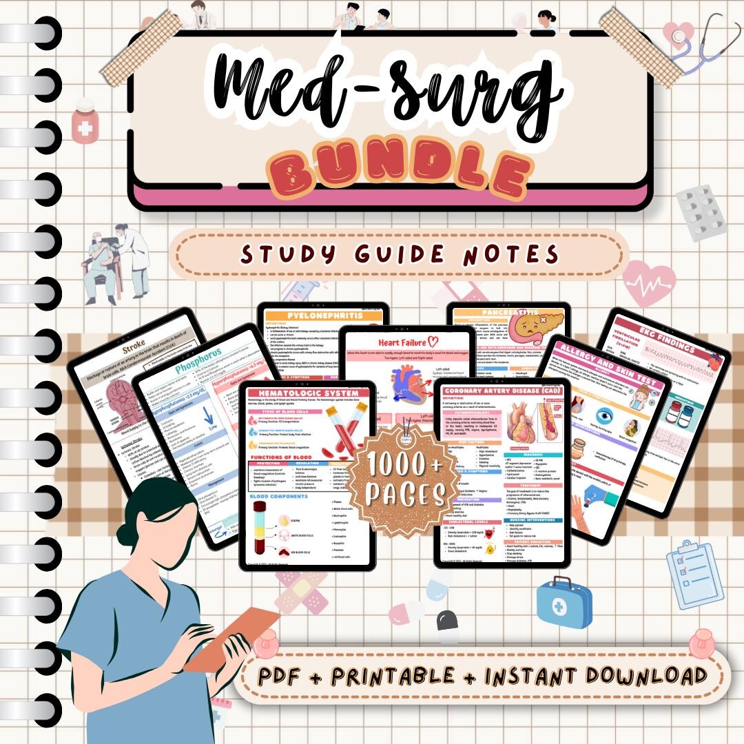 Med Surg Study Guide Bundle | Nursing Notes | Nursing Bundle | Nursing ...