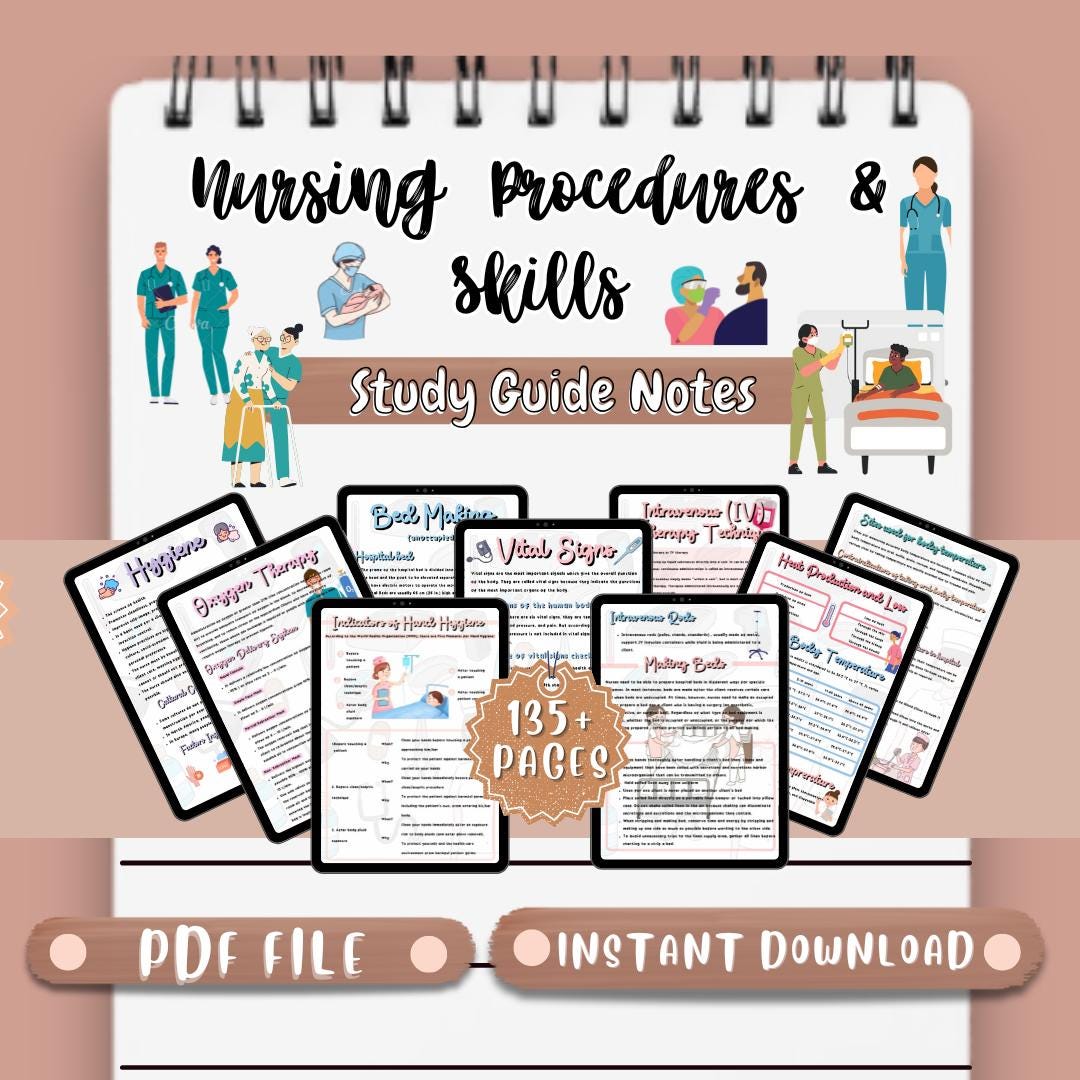 Nursing Procedures & Skills Notes Basics of Nursing Notes Study Guide ...