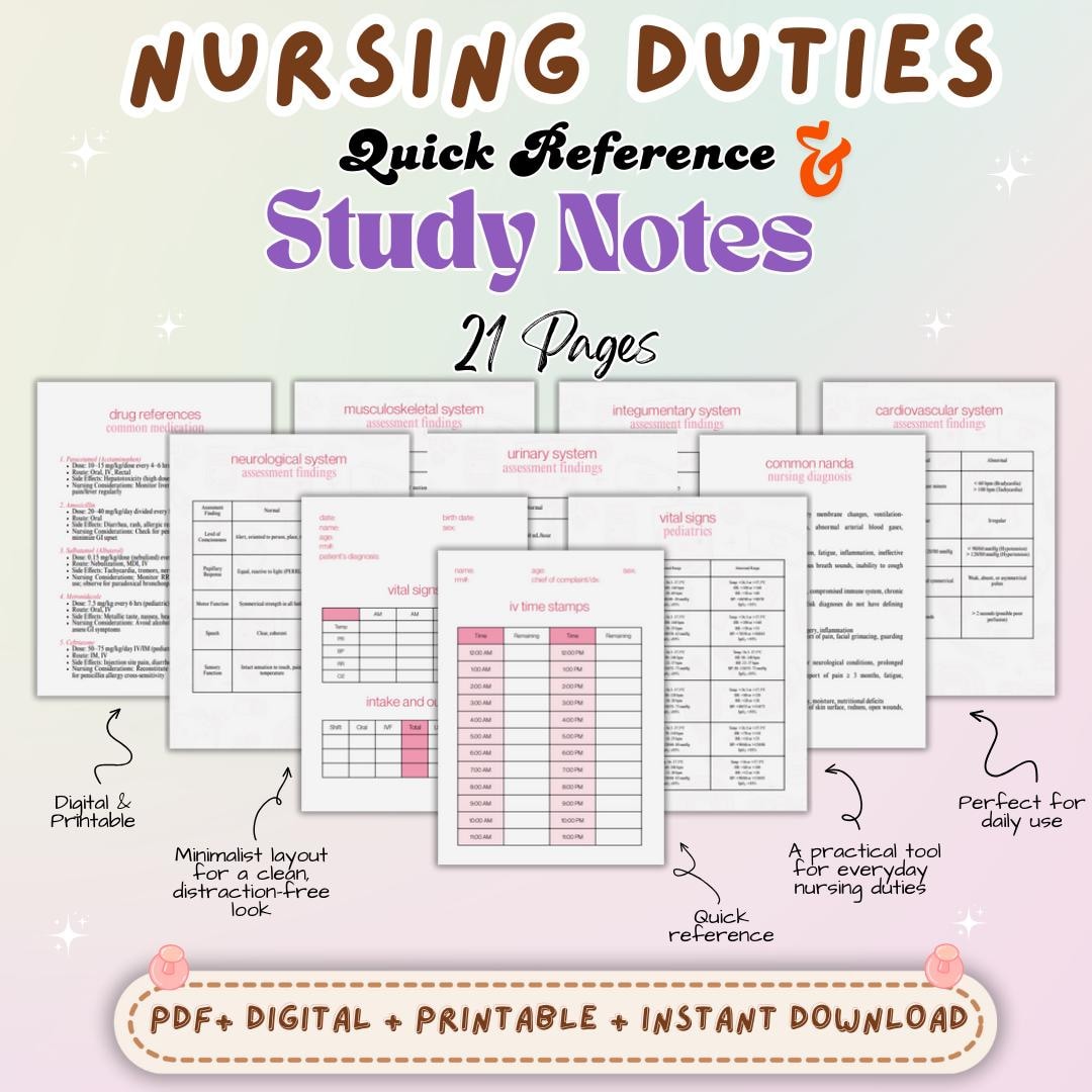 Nursing Duty References and Notes | Nursing Clinical Duties Guide ...