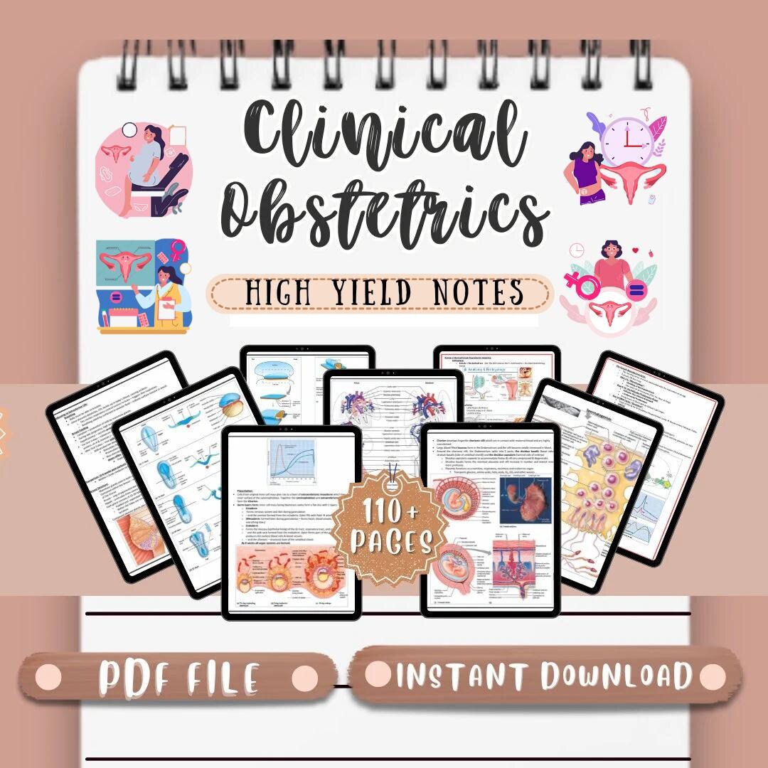 Clinical Obstetrics High Yield Notes Digital Study Guide Printable ...