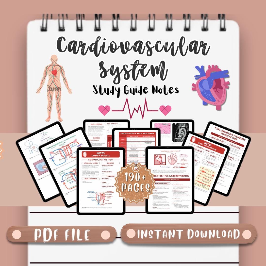 Cardiovascular System High Yield Notes Printable Medical Student Notes ...