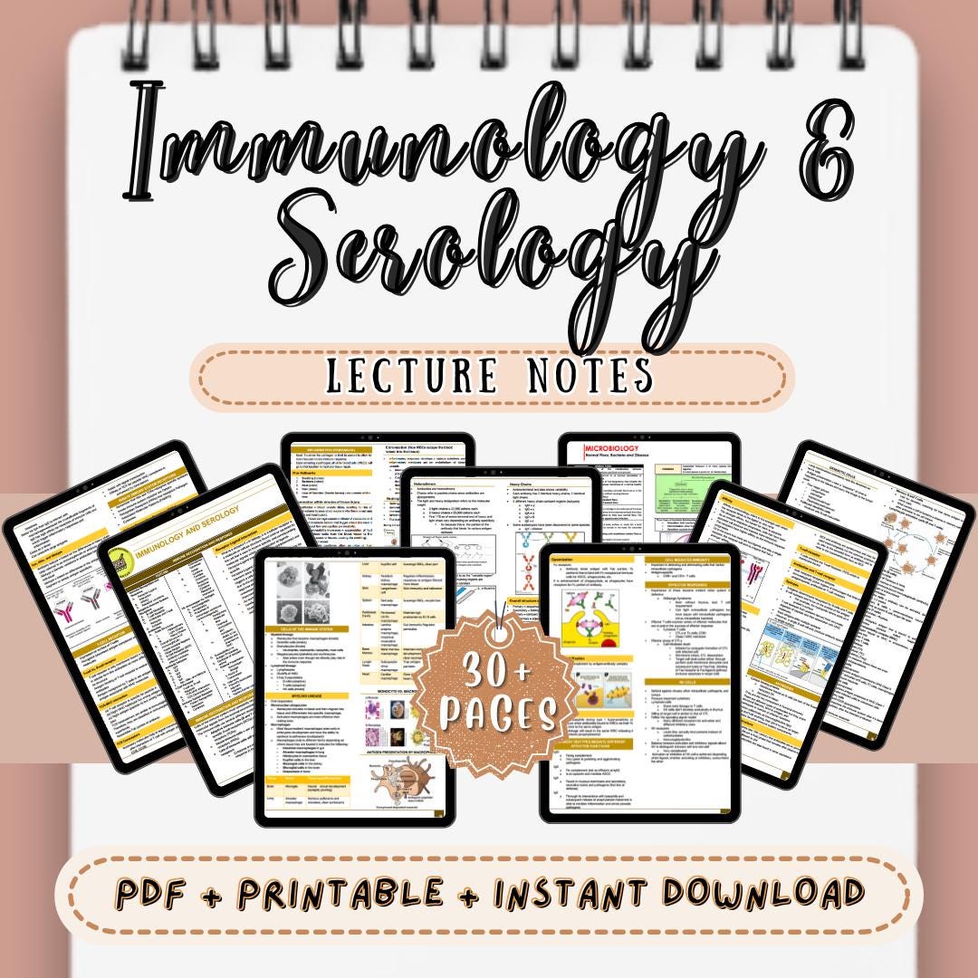 Immunology & Serology Study Notes: Medical Technology PDF - Etsy