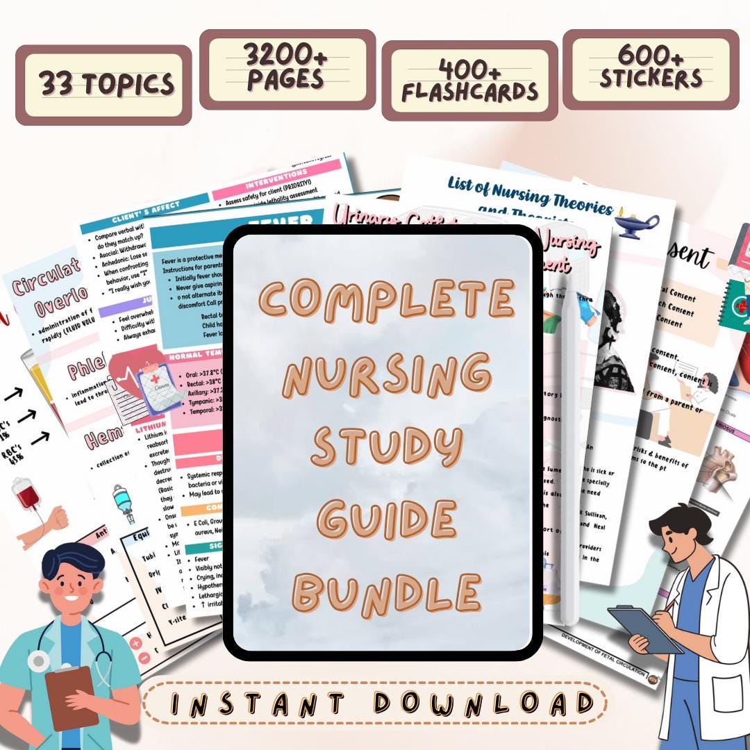 Complete Nursing Study Guide Mega Bundle | Nursing Bundle | Nursing ...