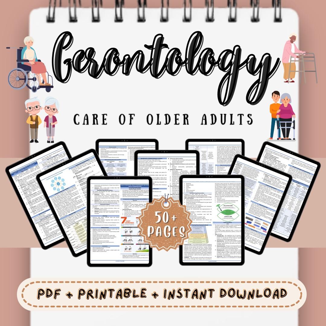Gerontology Nursing Notes: Digital Study Guide for NCLEX (PDF Download ...