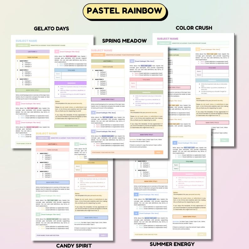 Study Notes Templates Bundle (20 Designs) | Editable Nursing & Student ...