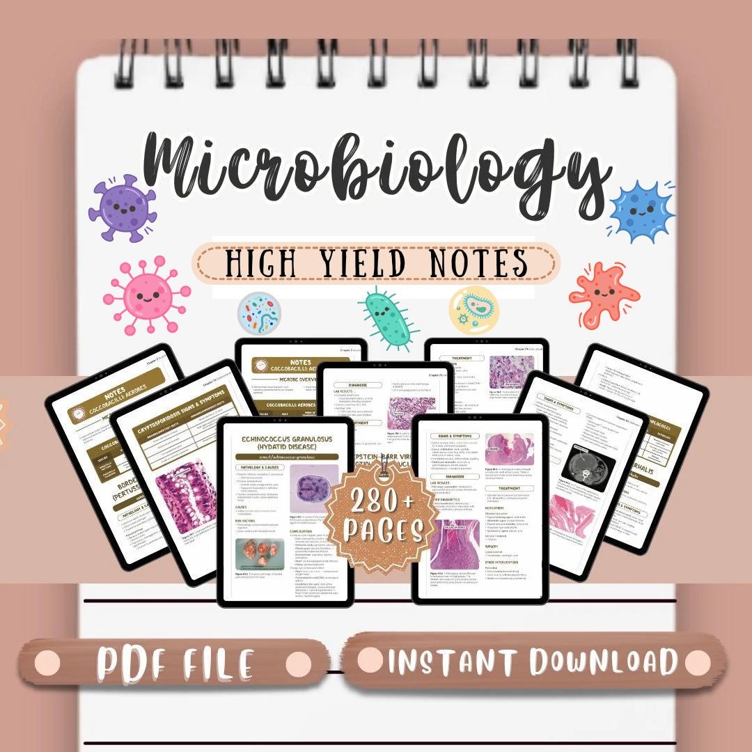 Microbiology High Yield Notes Study Guide Notes Digital Printable ...