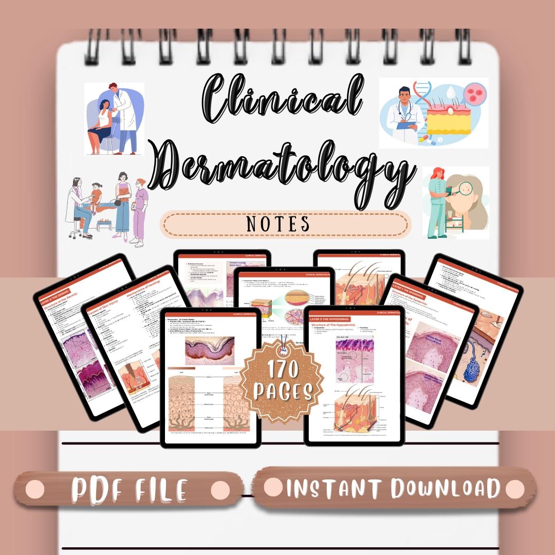 Clinical Dermatology Study Guide Notes Printable Medical Student Notes ...