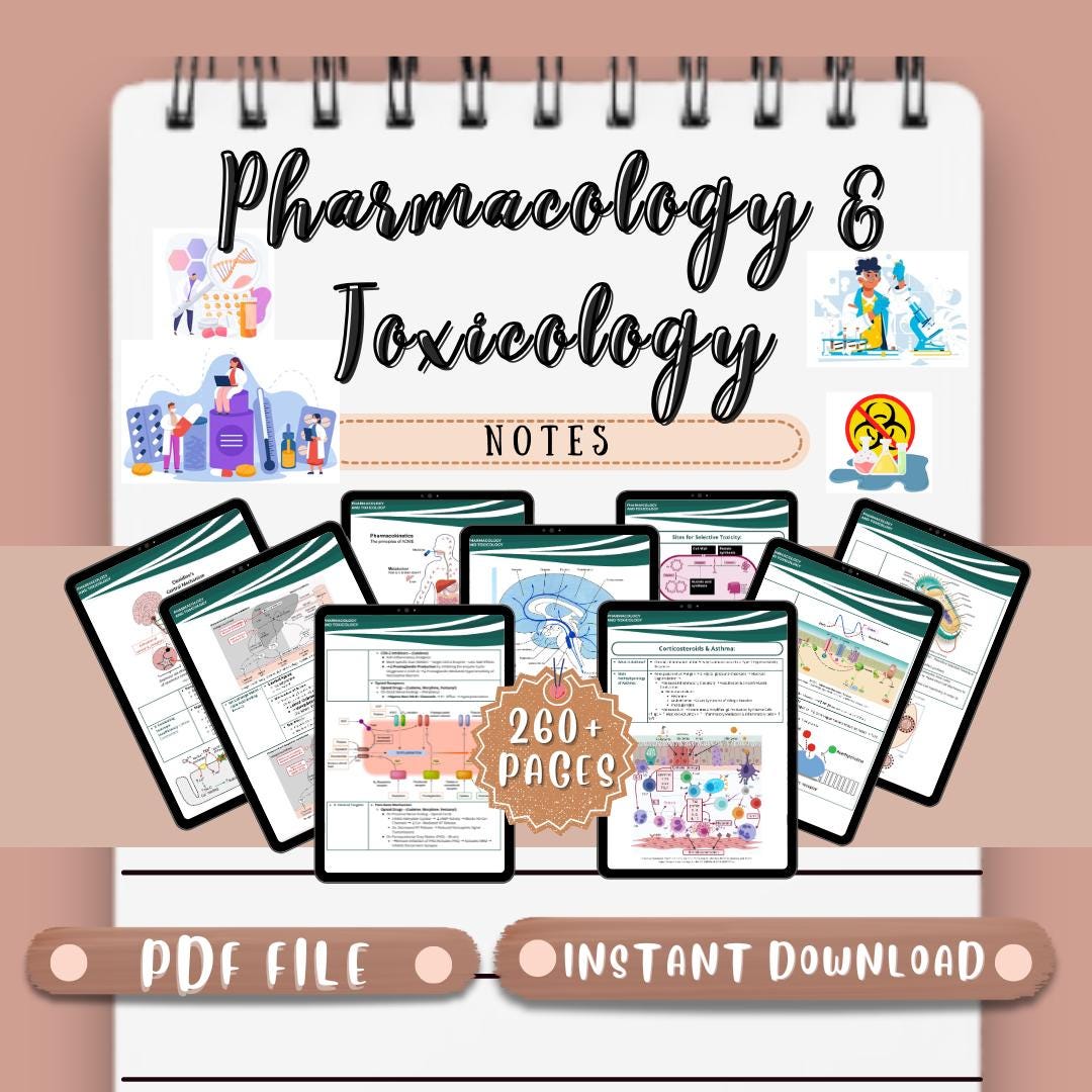 Pharmacology & Toxicology Study Guide Notes Digital Medical Study Guide ...