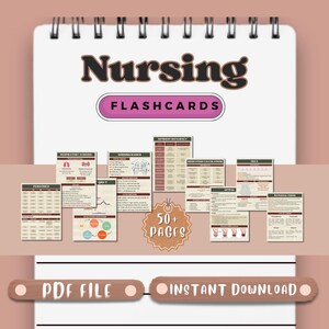 Nursing Notes Printable Flashcards Digital Study Guide Printable ...