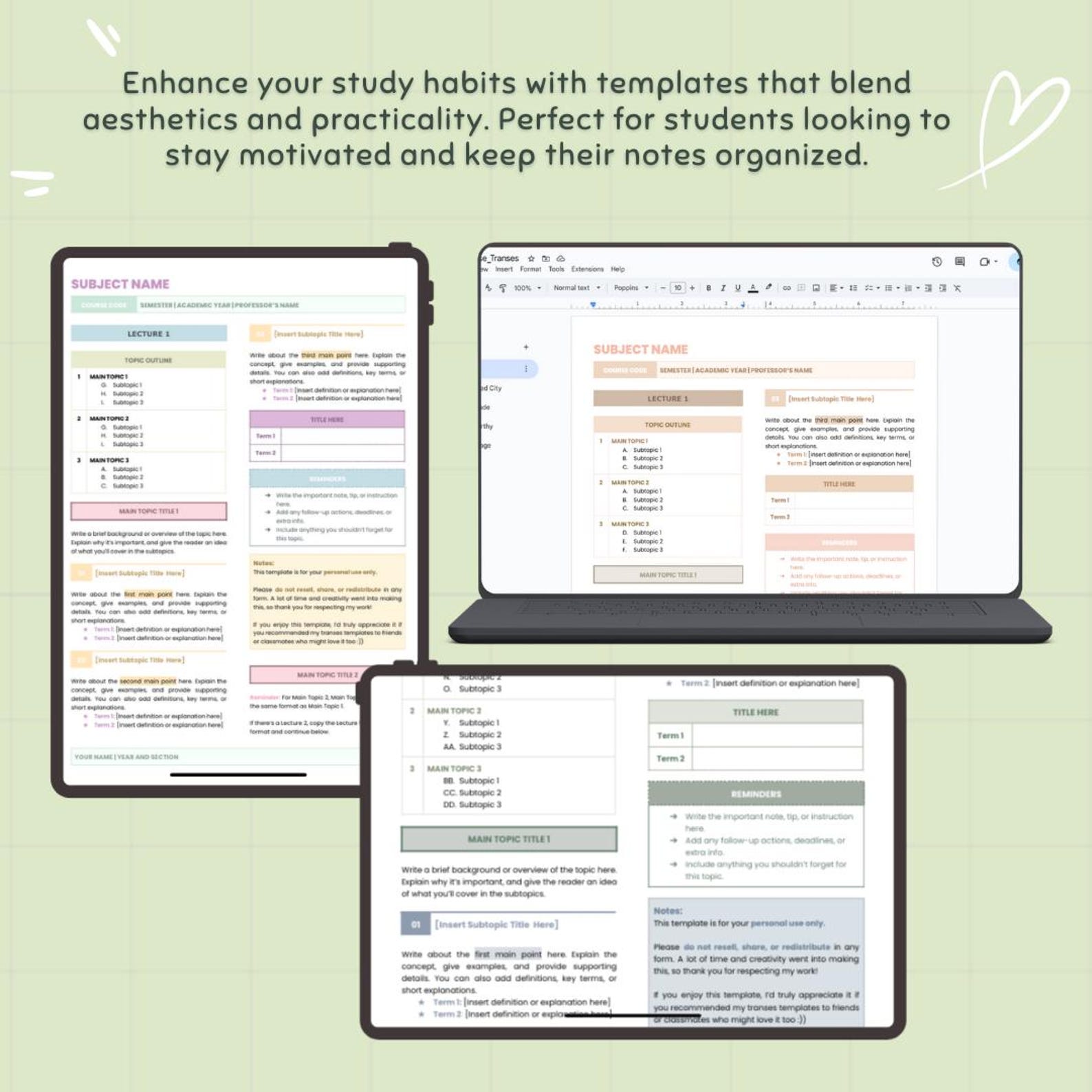 Study Notes Templates Bundle (20 Designs) | Editable Nursing & Student ...
