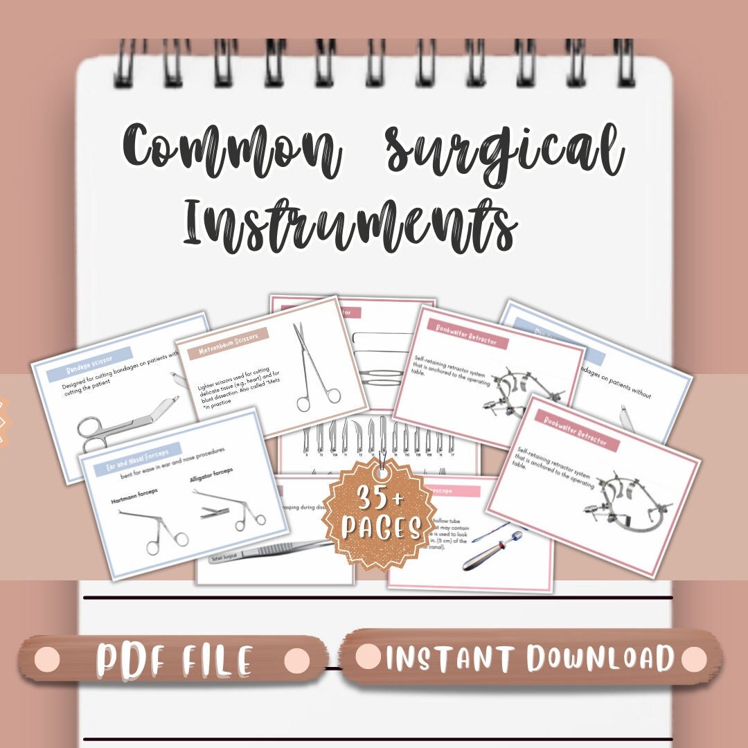 Fichas imprimibles sobre instrumentos quirúrgicos comunes Equipo médico ...