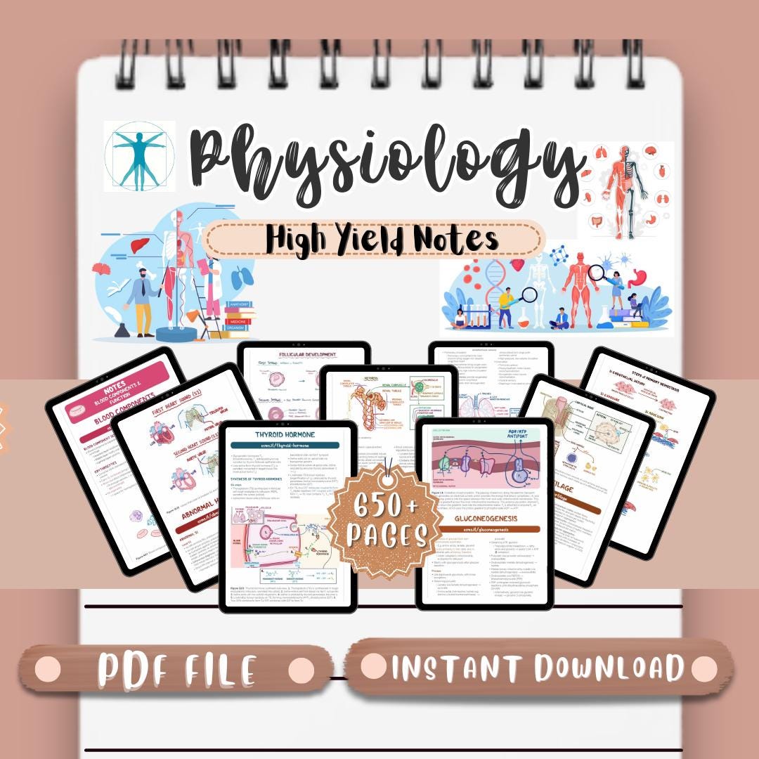 Physiology High Yield Study Guide Notes Digital Medical Study Guide ...