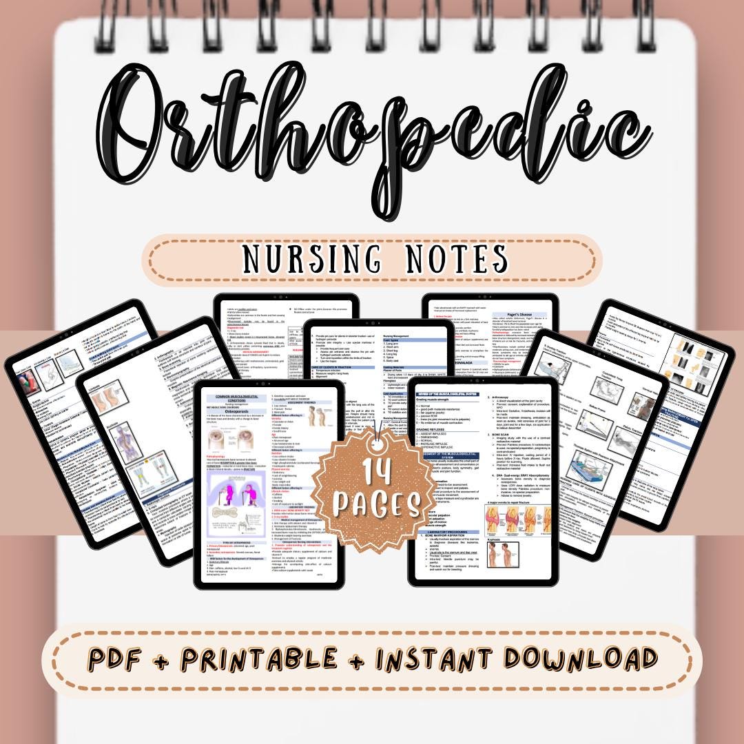 Orthopedic Nursing Notes Medical Study Guide Pdf Download Etsy