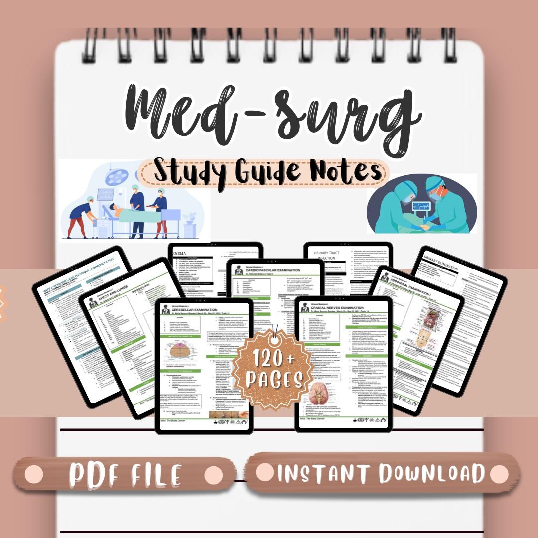 Med-surg Study Guide Medical Surgical Notes Digital Medical Study Guide ...