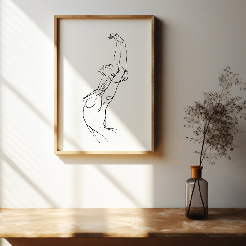 Female Figure Line Art Print, Minimalist Woman Drawing (digital ...
