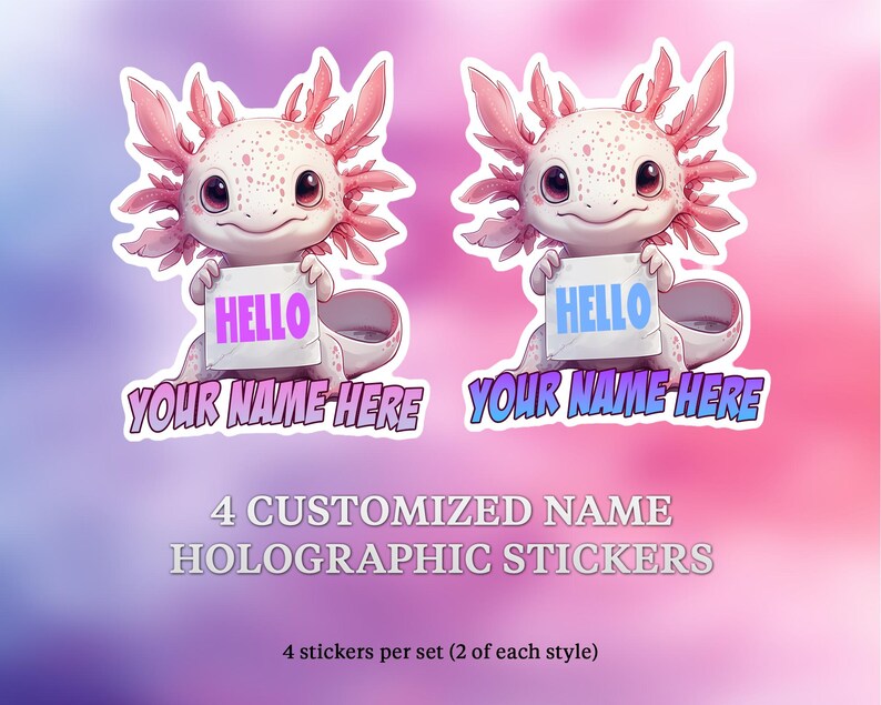Personalized Axolotl Sticker Pack | 24 Waterproof Vinyl Stickers ...