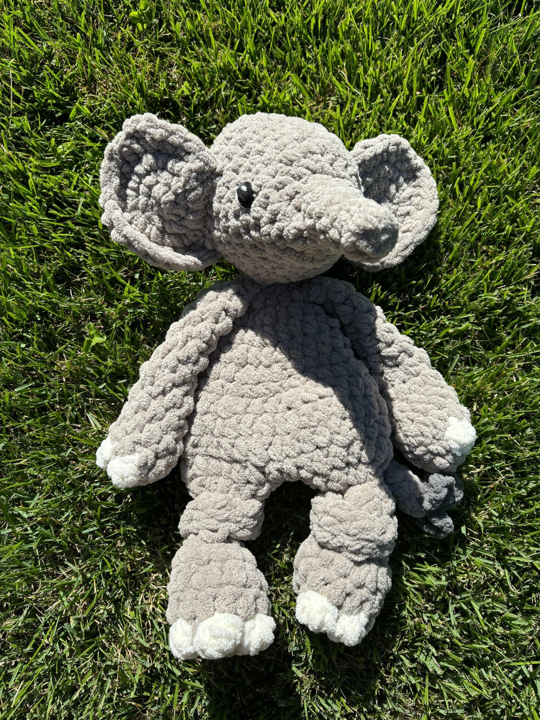 Elephant Knotted Lovey, Baby Safe Stuffed Animal, Crochet Snuggler ...