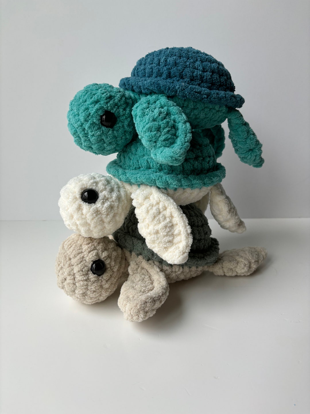 Turtle Plushies, Crochet Sea Turtle, Super Bulky Yarn Toy, Squishy ...