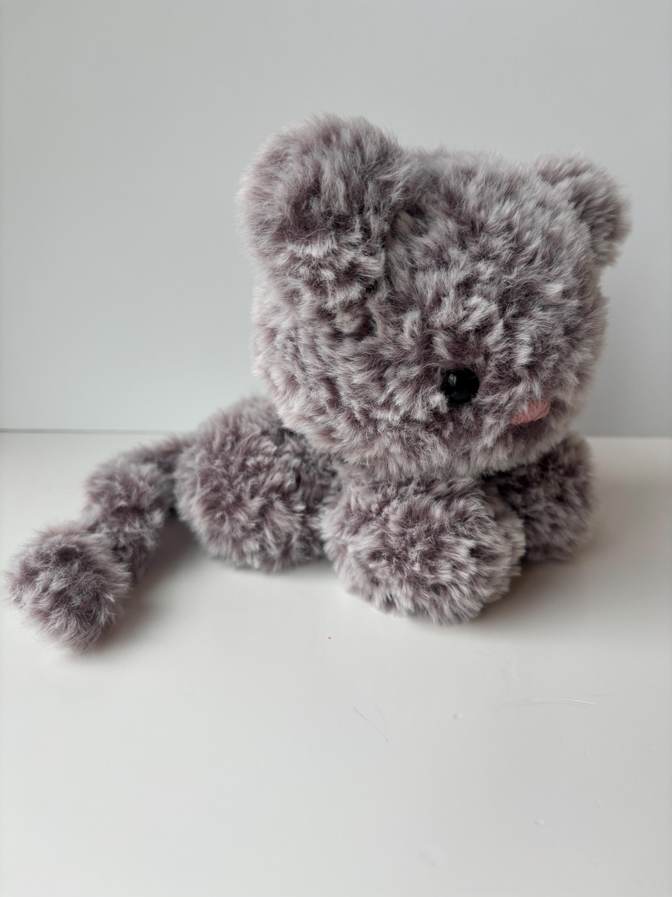 Fluffy Cat Plushie, Faux Fur Kitty Toy, Fuzzy Squishy, Halloween Black ...
