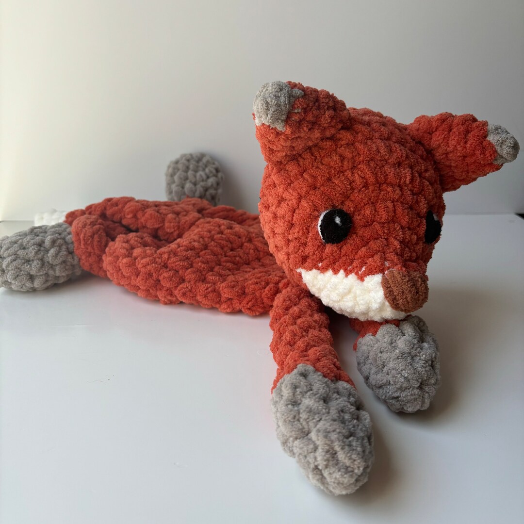 Fox Knotted Lovey, Baby Safe Stuffed Animal, Crochet Snuggler, Forest ...
