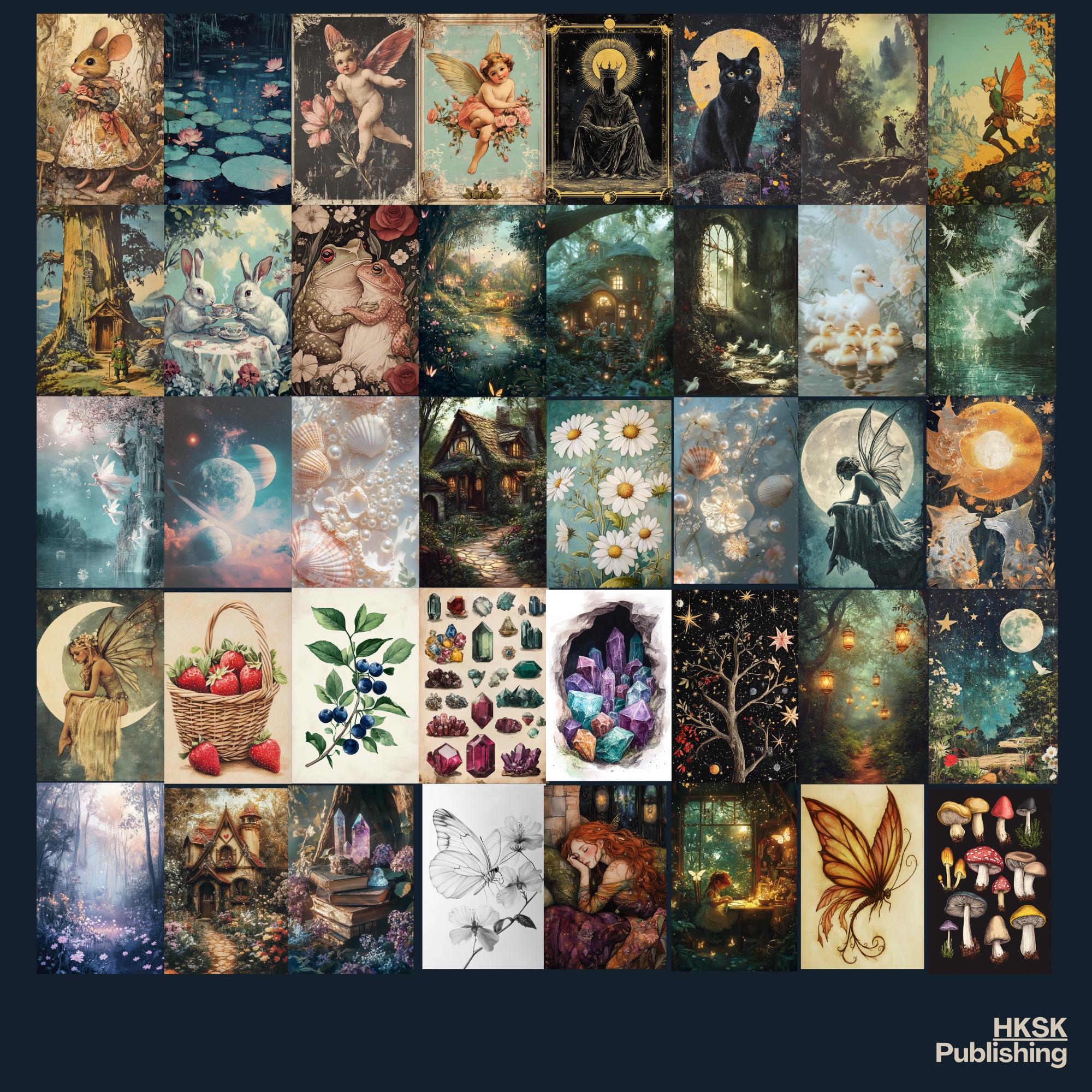 200pcs Cottagecore Fairycore Aesthetic Wall Decor- Vintage Poster Wall ...