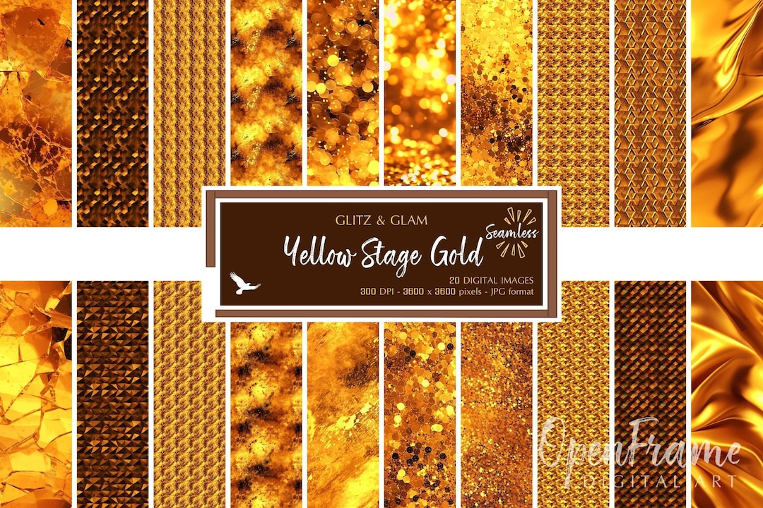 Yellow Stage Glitz & Glam Digital Paper - Bright Lovely Gold Texture ...