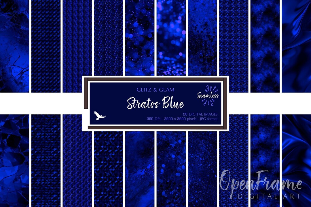 Stratos Blue Glitz & Glam Digital Paper - Bright Dark Blue Texture ...