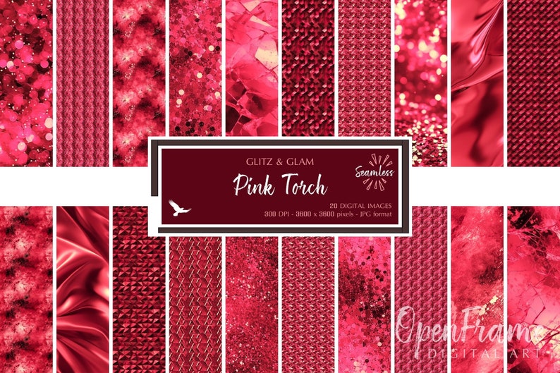 Pink Torch Glitz & Glam Digital Paper Bright Colors Pink Texture ...