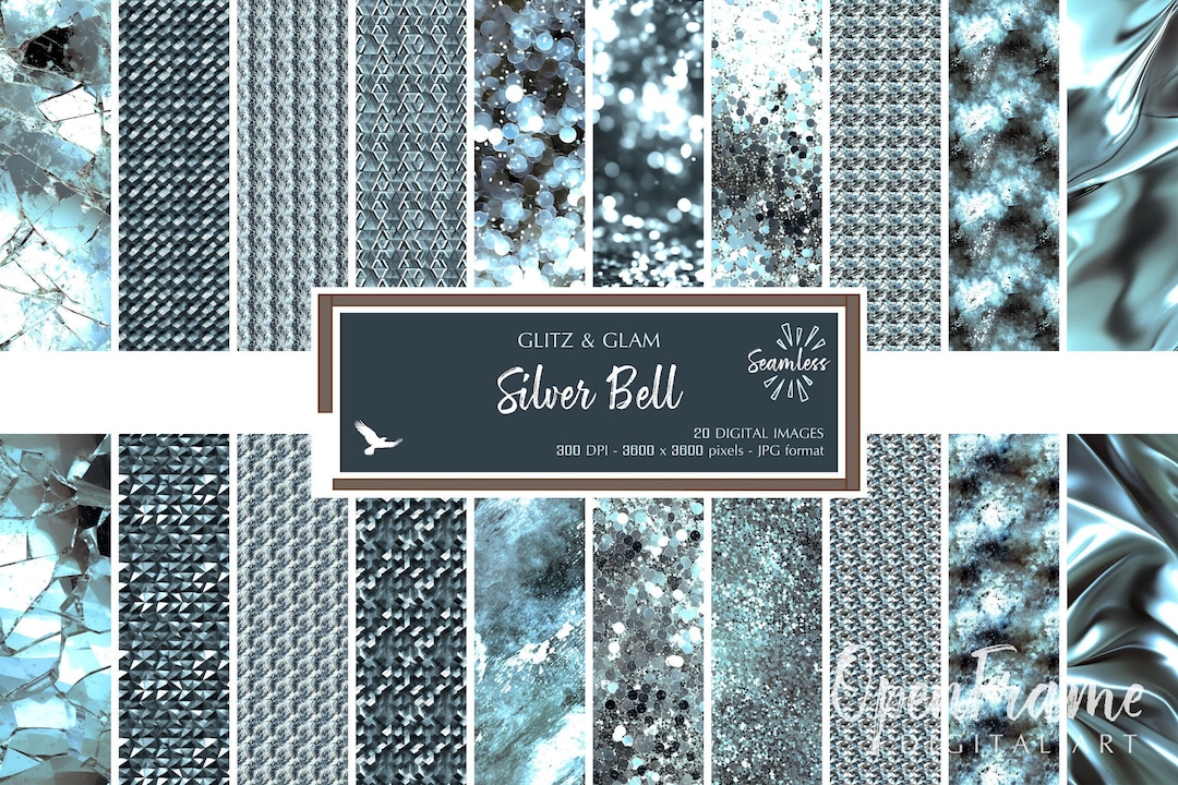 Silver Bell Glitz & Glam Digital Paper - Bright Pretty Silver Texture ...