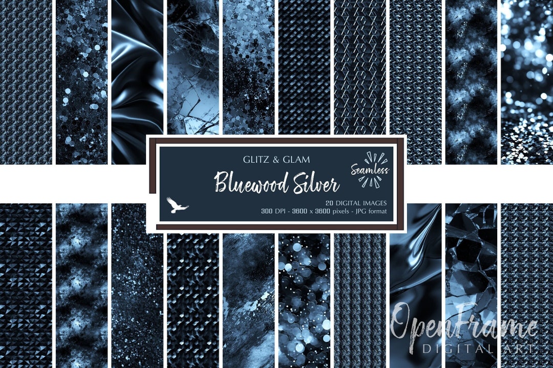 Bluewood Silver Glitz & Glam Digital Paper - Dark Silver Texture ...