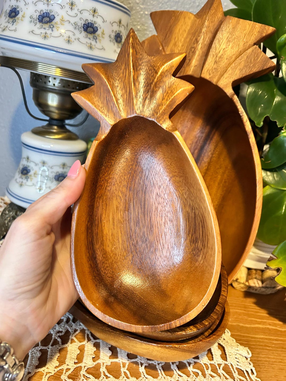 Vintage Alii Honolulu Hawaii Monkey Pod Wood Pineapple Bowls Serving ...