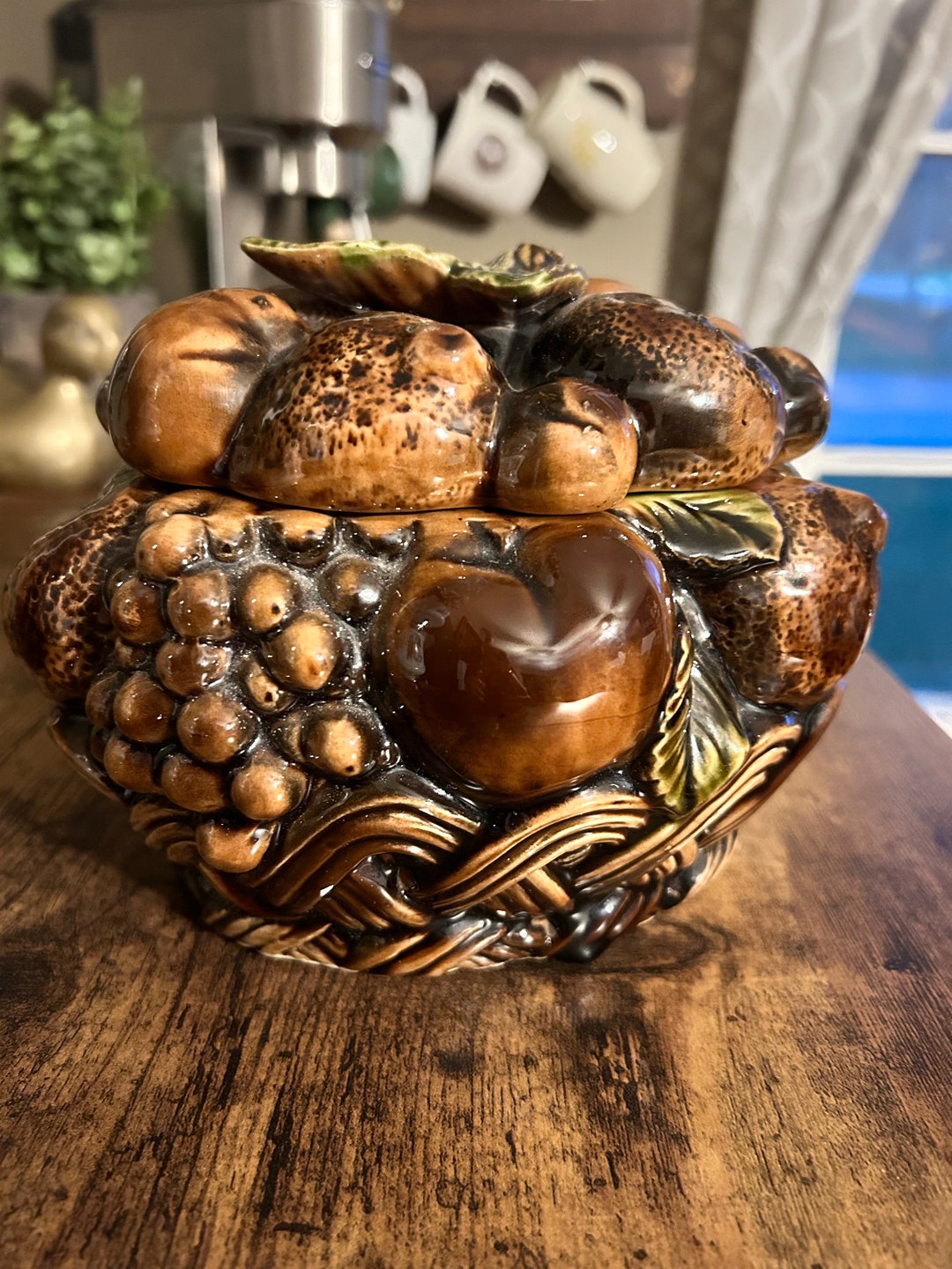 Unique Inarco Japan Vintage Ceramic Fruit Decor Container, Glossy Brown ...
