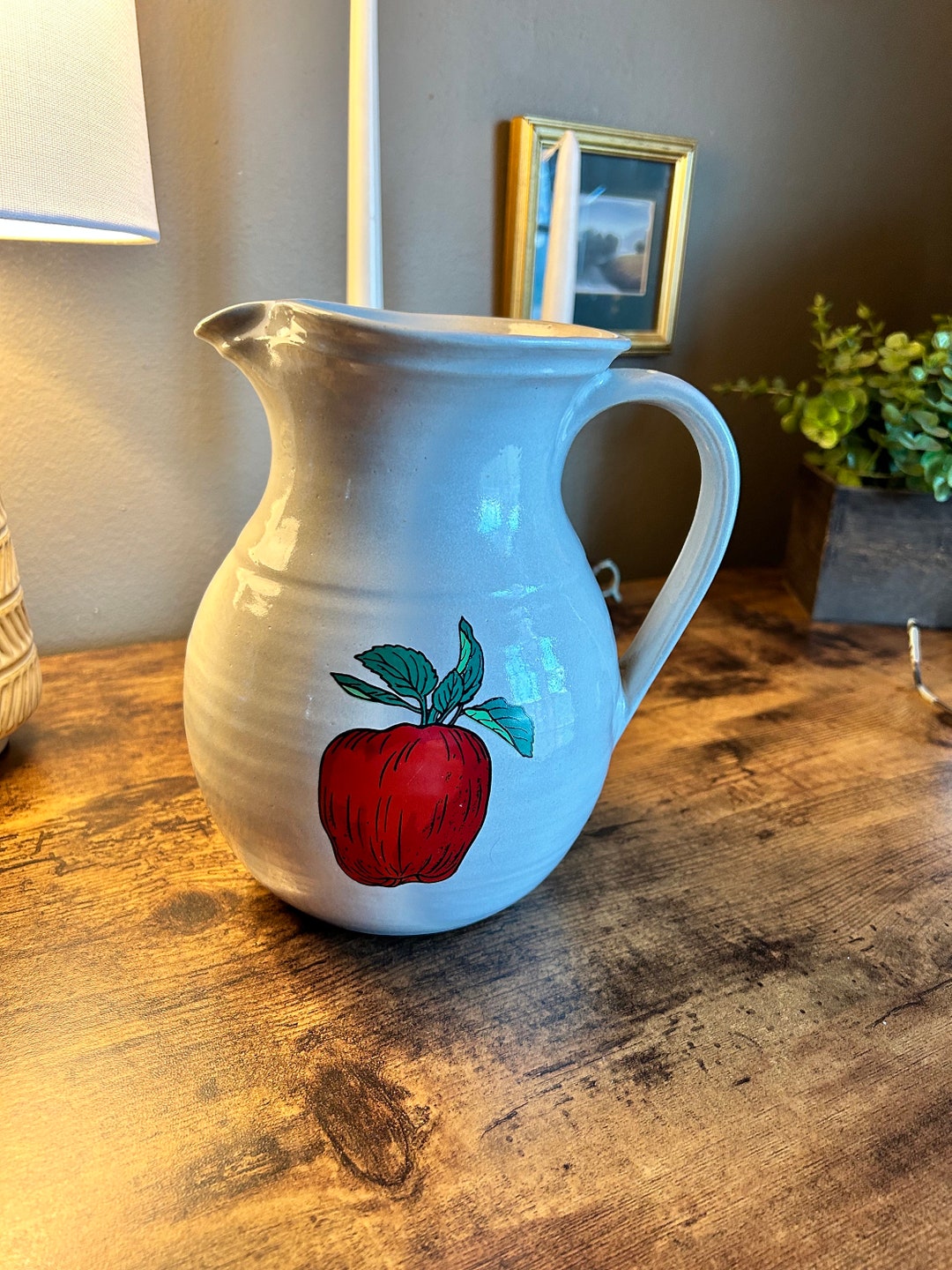 Red Wing Stoneware Co. Red Apple Gray Crock Pitcher Marked Logo - Etsy
