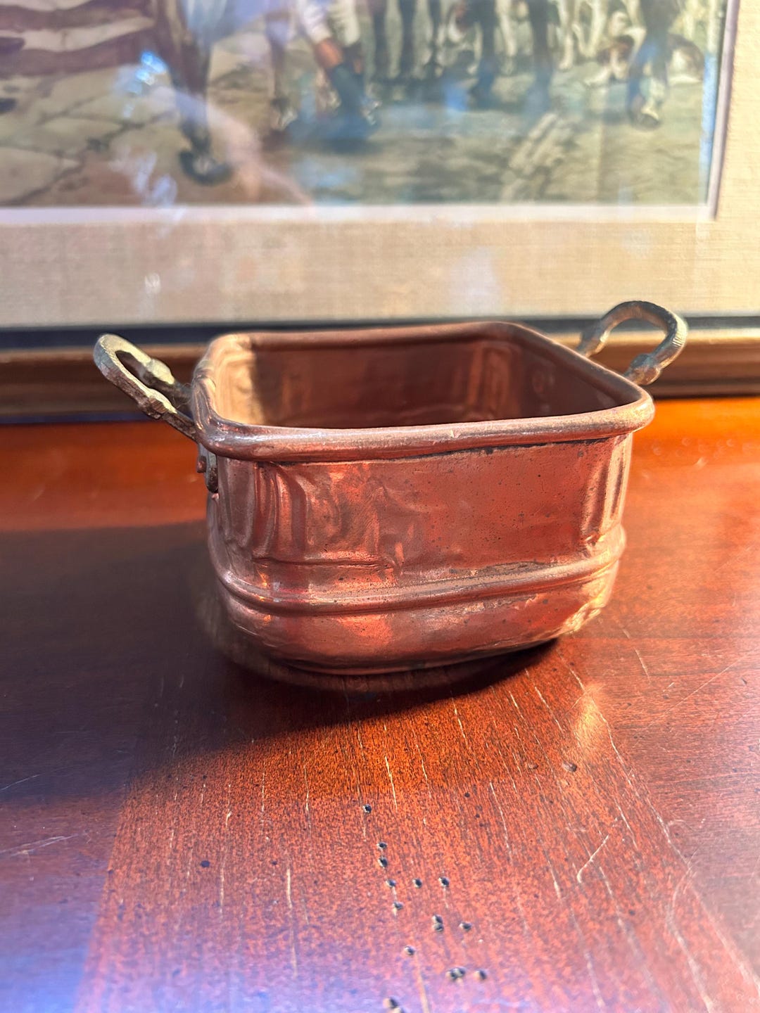Vintage Solid Copper Rectangle Pot Two Handle Rolled Edge - Etsy