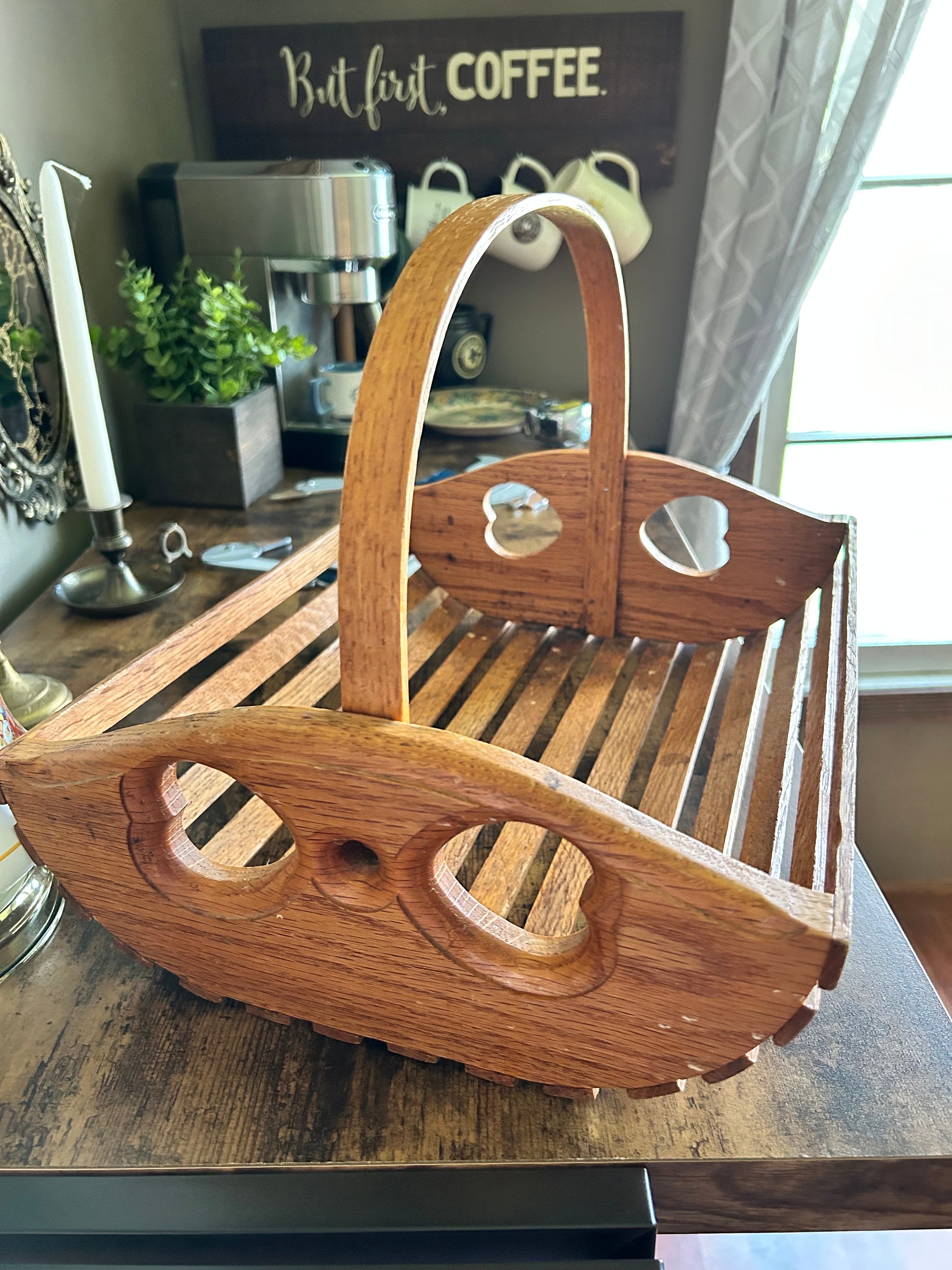 Light Oak Heart Detailed Magazine Rack /basket. Made in Ozark’s, MO ...