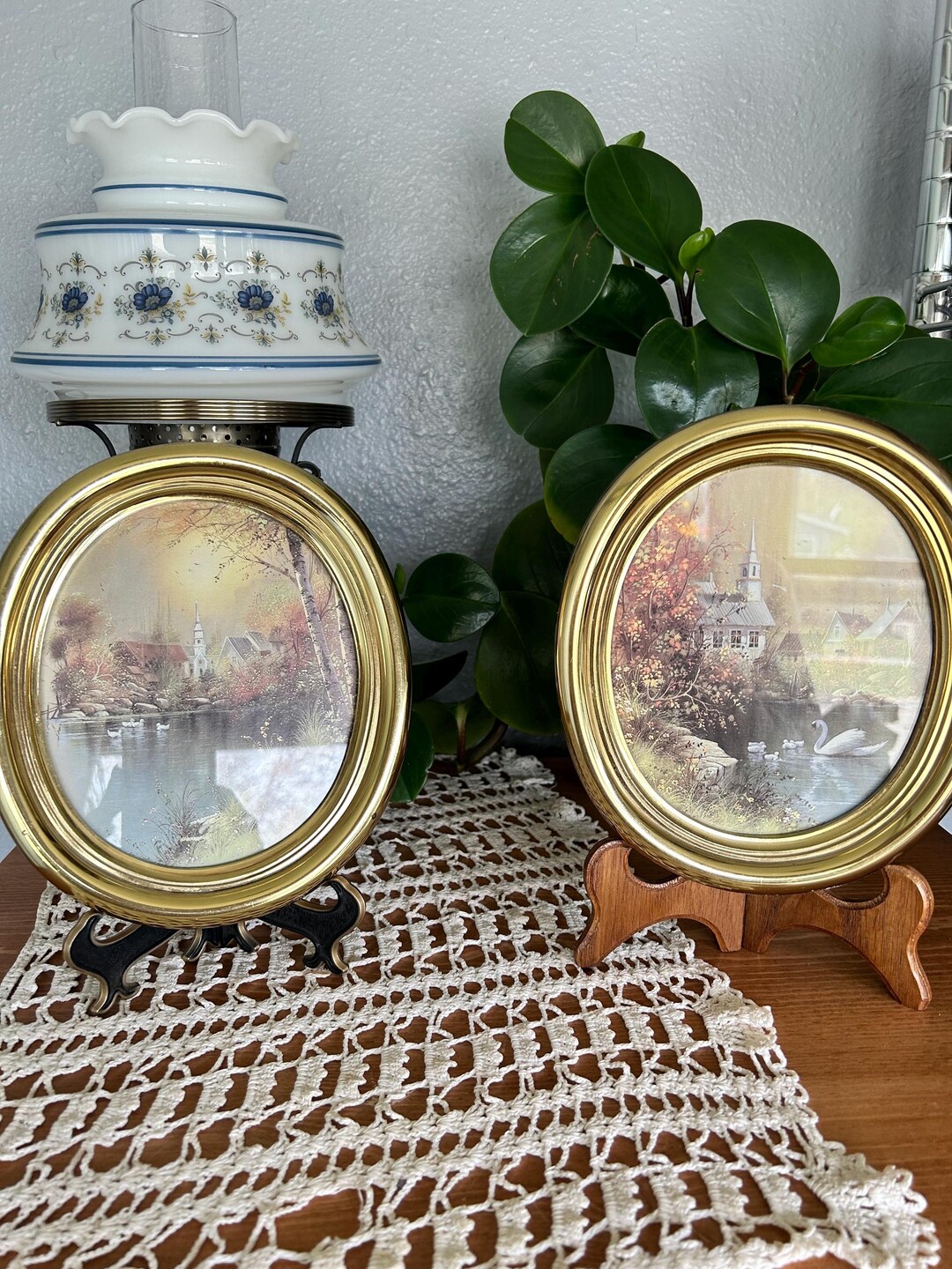 Vintage Set of Homco Syroco Frames Art Print Churches & Swans - Etsy