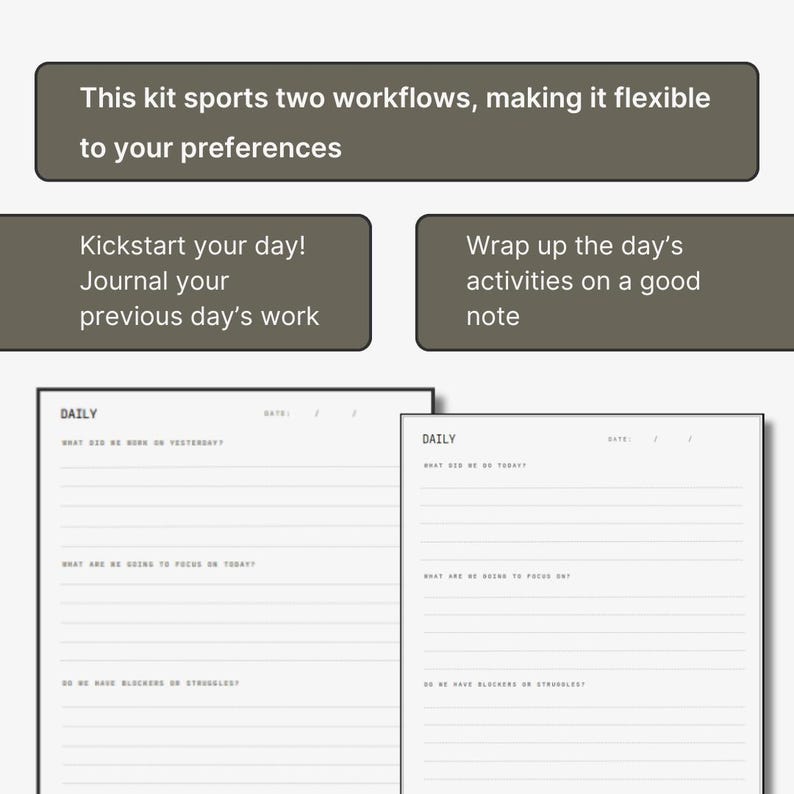 SCRUM Agile Daily Standup Notes Template, Daily Notes Sheets, Thought ...