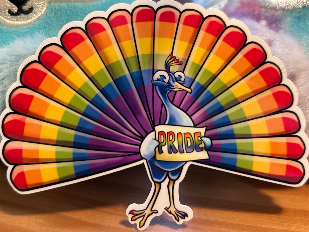 PRIDE PEACOCK - Waterproof, Laminated, Glossy or Satin, Vinyl Stickers ...