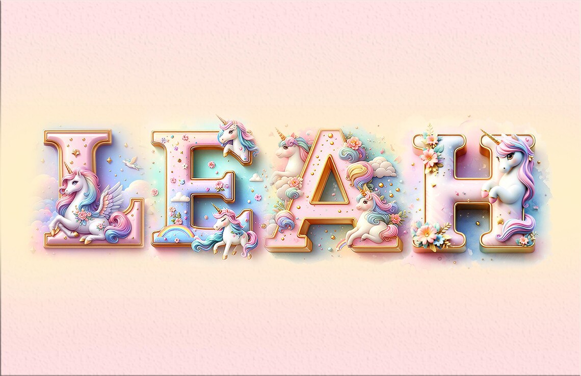 Pink Pastel Unicorn Alphabet Letters | Digital Download | Nursery Wall ...