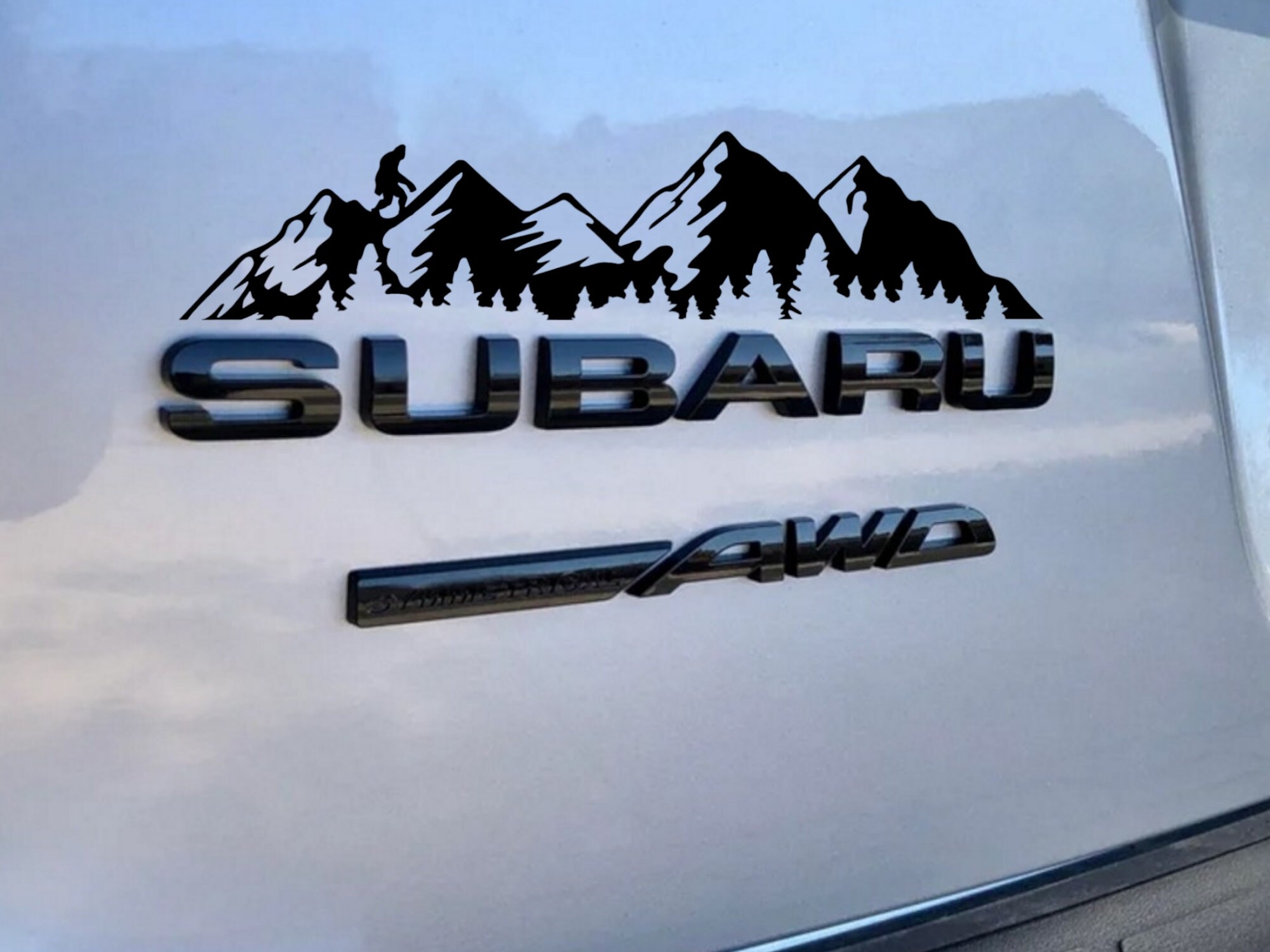 Subaru Emblem Decal & Badge Decoration Sasquatch Mountain Vinyl Sticker ...