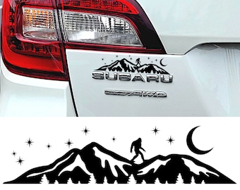 Mt. Hood & Sasquatch Car Emblem Decal Badge Accessories PNW Bigfoot ...